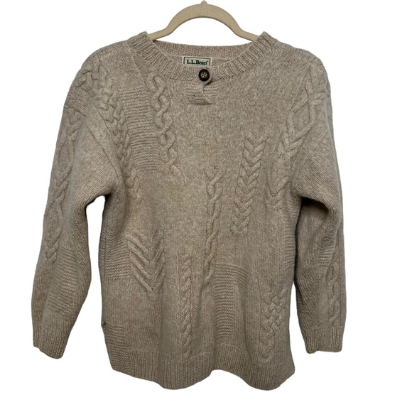 L.L. Bean | Sweaters | Ll Bean Wool Linen Blend Cable Knit Fisherman ...
